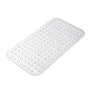 amazerbath shower mat non slip, medium size 27.6 x 15 inches bath mat for tub with suction cups and drain holes, bathtub mat bathroom tub mat machine washable (clear)