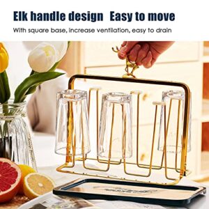 Glass Cup Drying Rack, Light Luxury Nordic Style Wine Glass Drying Rack, Elk Relief Design Coffee Cup Holder, Water Bottle Organizer, Suitable for Home, Office, Kitchen