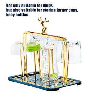 Glass Cup Drying Rack, Light Luxury Nordic Style Wine Glass Drying Rack, Elk Relief Design Coffee Cup Holder, Water Bottle Organizer, Suitable for Home, Office, Kitchen