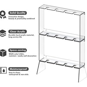 KOLUTI 3-Tier Champagne Wall Holder Stand for Party, Solid Acrylic Wine Glass Rack Floor Standing, 12 Glassware Wall-Mount Stemware Hanging, Drink Tower Shelf for Wedding Birthday Christmas Décor…