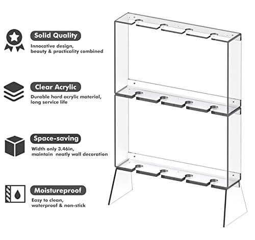 KOLUTI 3-Tier Champagne Wall Holder Stand for Party, Solid Acrylic Wine Glass Rack Floor Standing, 12 Glassware Wall-Mount Stemware Hanging, Drink Tower Shelf for Wedding Birthday Christmas Décor…