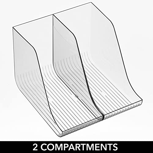 mDesign Plastic Divided Beverage Storage, Can Dispenser Holder for Kitchen, Refrigerator, Fridge, Pantry; Organizer for Soda, Pop, Drinks, Beer; Holds 24-26 Cans, Ligne Collection - Clear