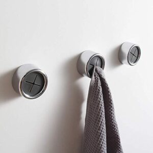 kaiying kitchen towel hooks round self adhesive dish towel holder wall mount hand towel hook tea towel rack hanger for cabinet door (3pcs_grey)