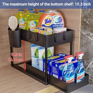 3 Pack Puricon Under Sink Organizer Pull Out Under Sink Storage, 2 Tier Multi-Purpose Sliding Under the Sink Organizer Bathroom Kitchen Sink Organizer Under Cabinet Shelf for Cleaning Supplies -Black