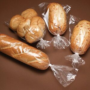 Bread Bags - 6x3x15" Gusset Style Poly Bags - Pack of 100 with 100 Free Bread Ties, keep Food Fresh (100)