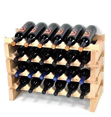 sfDisplay.com,LLC. Modular Wine Rack Beechwood 24-72 Bottle Capacity 6 Bottles Across up to 12 Rows Newest Improved Model (24 Bottles - 4 Rows)