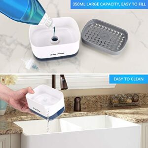 Kitchen Dish Soap Dispenser with Sponge Holder, 2022 Newest 2-in-1 Countertop Soap Pump Dispenser, for Kitchen Sink Dishwashing Soap Dispenser - 12.5 Ounces