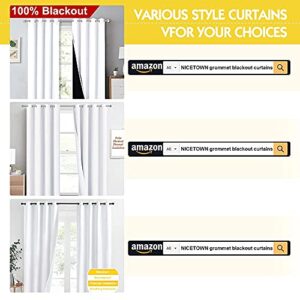 NICETOWN 100% Blackout Window Curtain Panels, Heat and Full Light Blocking Drapes with Black Liner for Nursery, 84 inches Drop Thermal Insulated Draperies (White, 2 Pieces, 52 inches Wide Each Panel)