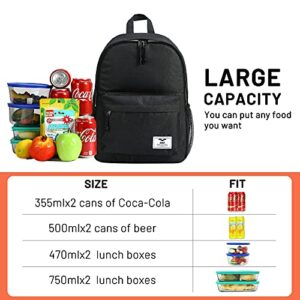 MIER Insulated Backpack Cooler Small Leakproof Lunch Back Pack with Coolers Lightweight Cute Lunch Bag for Women Girls Teens to Work, School, Picnics, Camping, Park Day Trips, 15 L, Black