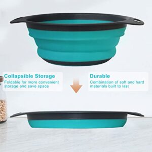 Collapsible Colander, Set of 2 PCS Collapsible Strainer, Space-Saving Kitchen Strainer, Food-Grade Silicone Folding Strainer Colander with Handle,7.7", 9.3"