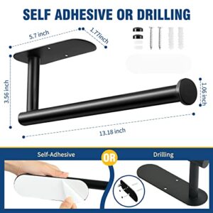 Samloong Paper Towel Holder Under Cabinet, Hanging Paper Towel Holder Wall Mount, Kitchen Paper Towel Rack Both Available in Adhesive and Screws (Black/2PCS)