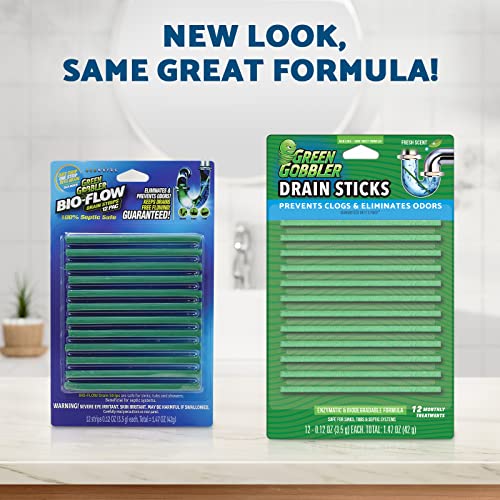 Green Gobbler BIO-FLOW Drain Strips | 12 Pack | Drain Cleaner & Deodorizer