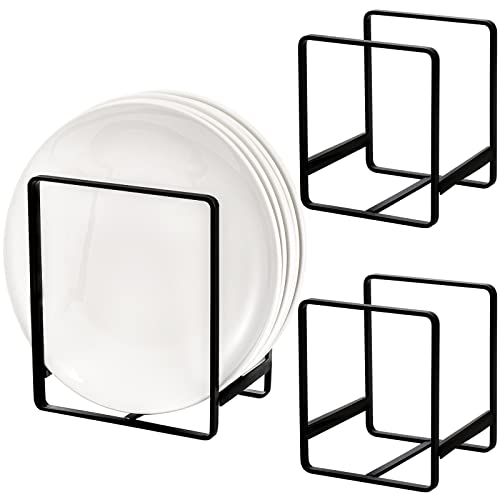 ZOOFOX 3 Pieces Metal Dish Organizer, Upright Plate Storage Dying Display Rack, Kitchen Storage Cabinet Organizer for Plates, Pots and Pans ( 2 Sizes )