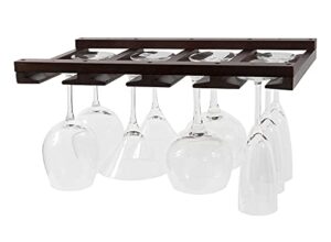 rustic state eze 4 sectional adjustable wood under cabinet wine glass holder wine glass rack hanging shelf stemware bar organizer – 12 wine glass storage – 10 inch deep – chestnut stained