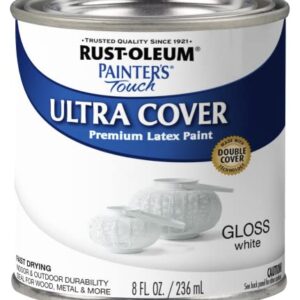 Rust-Oleum 1992730 Painter's Touch Latex Paint, Half Pint, Gloss White 8 Fl Oz (Pack of 1)