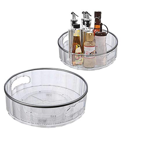 Lazy Susan, 2 Pack Turntable Organizer, Fridge Organization,Non-skid Spice Rack Organizer, Fruit Container, 360 Rotating Storage Container for Home Kitchen, Countertop, Cabinet, Fridge, Office, Makeup