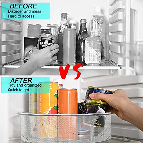 Lazy Susan, 2 Pack Turntable Organizer, Fridge Organization,Non-skid Spice Rack Organizer, Fruit Container, 360 Rotating Storage Container for Home Kitchen, Countertop, Cabinet, Fridge, Office, Makeup