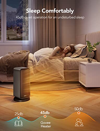 Govee Space Heater, Smart Electric Space Heater with Thermostat, Wi-Fi & Bluetooth App Control, Works with Alexa & Google Assistant, 1500W Ceramic Heater for Bedroom, Indoors, Office, Living Room