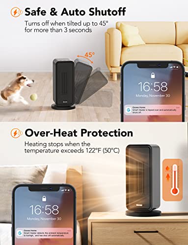 Govee Space Heater, Smart Electric Space Heater with Thermostat, Wi-Fi & Bluetooth App Control, Works with Alexa & Google Assistant, 1500W Ceramic Heater for Bedroom, Indoors, Office, Living Room