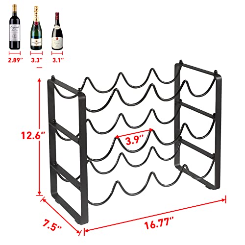 Hosfais Countertop Wine Rack 12 Bottles Freestanding Metal Wine Holder Tabletop Storage Organizer for Birthday Gift Home Decoration