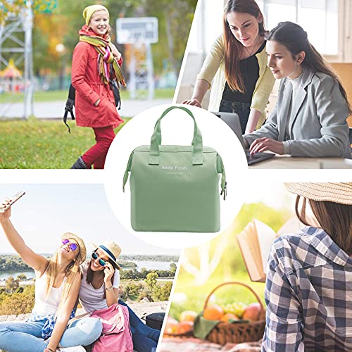 Mziart Insulated Lunch Bag Simple Bento Cooler Bag Lunch Tote Bag for Lunch Box for Women Men Adult Picnic Working Hiking Beach (Light Green)