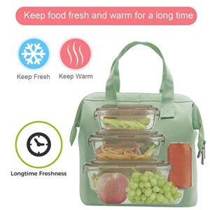 Mziart Insulated Lunch Bag Simple Bento Cooler Bag Lunch Tote Bag for Lunch Box for Women Men Adult Picnic Working Hiking Beach (Light Green)