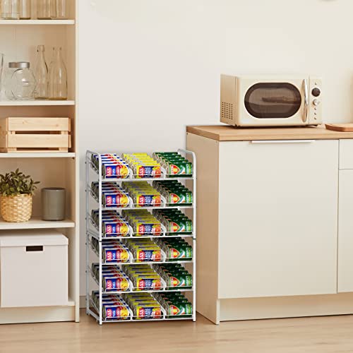 Vrisa Can Organizer for Pantry 2 Pack Stackable Can Rack Organizer Holde up to 72 Cans Canned Good Dispenser for Pantry, Kitchen, Cabinet, Small Spaces White 3-Tier