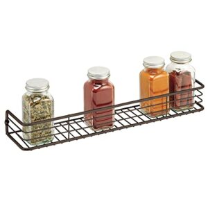 mDesign Metal Wire Wall Mount Spice Rack Shelf - Organizer for Kitchen Cabinet, Cupboard, Food Pantry - Bottle Holder - 16 Inches - 2 Pack - Black