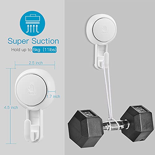 LUXEAR Suction Hooks Powerful Vacuum Suction Cup Hooks- Heavy Duty Shower Hooks Waterproof Suction Hanger for Bathroom Kitchen Towel, Robe, Loofah Removable and Reusable Hooks for Bags Coat (2 Pack)