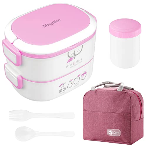 Letsport Bento Lunch Box Kit, All-in one Japanese Lunch Box Kit, Large Capacity Lunch Containers, BPA-Free Leakproof Meal Prep Container, Includes soup cup, 2-piece utensil set, lunch bag (Pink)