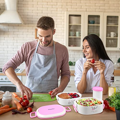 Letsport Bento Lunch Box Kit, All-in one Japanese Lunch Box Kit, Large Capacity Lunch Containers, BPA-Free Leakproof Meal Prep Container, Includes soup cup, 2-piece utensil set, lunch bag (Pink)