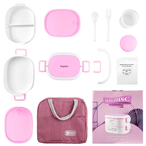 Letsport Bento Lunch Box Kit, All-in one Japanese Lunch Box Kit, Large Capacity Lunch Containers, BPA-Free Leakproof Meal Prep Container, Includes soup cup, 2-piece utensil set, lunch bag (Pink)