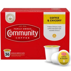 community coffee & chicory 36 count coffee pods, medium dark roast, compatible with keurig 2.0 k-cup brewers