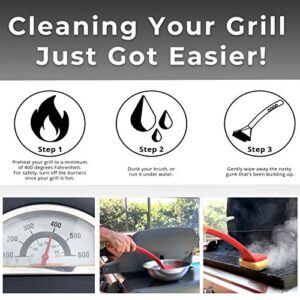 Grill Rescue BBQ Replaceable Scraper Cleaning Head, Bristle Free - Durable and Unique Scraper Tools for Cast Iron or Stainless-Steel Grates, Barbecue Cleaner (Grill Brush with Scraper)