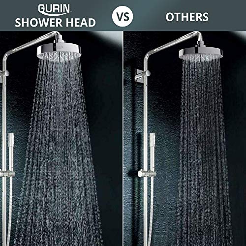 GURIN Shower Head High Pressure Rain, Luxury Bathroom Showerhead with Chrome Plated Finish, Adjustable Angles, Anti-Clogging Silicone Nozzles (2.5 GPM)