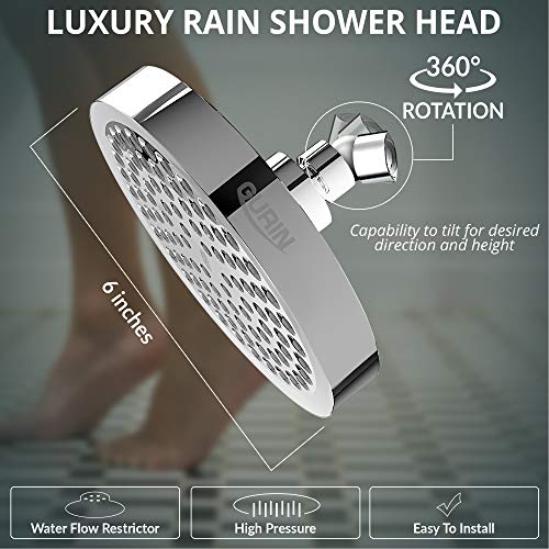 GURIN Shower Head High Pressure Rain, Luxury Bathroom Showerhead with Chrome Plated Finish, Adjustable Angles, Anti-Clogging Silicone Nozzles (2.5 GPM)