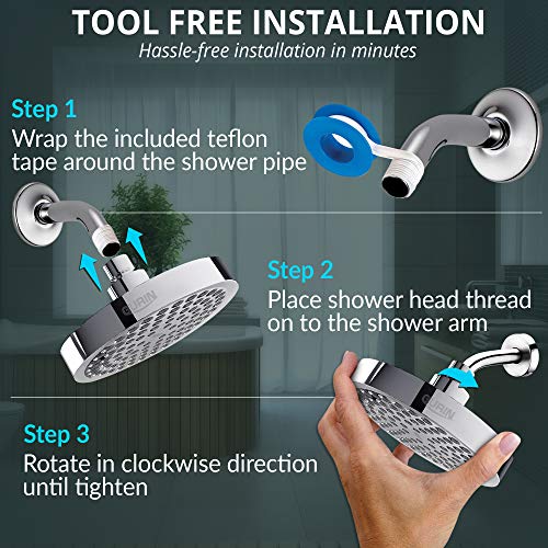 GURIN Shower Head High Pressure Rain, Luxury Bathroom Showerhead with Chrome Plated Finish, Adjustable Angles, Anti-Clogging Silicone Nozzles (2.5 GPM)