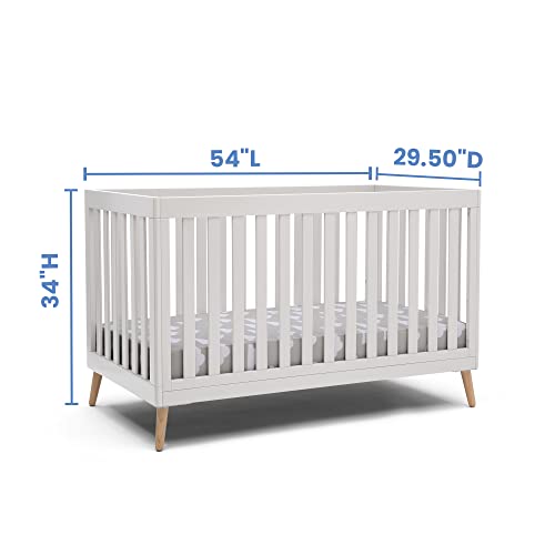 Delta Children Essex 4-in-1 Convertible Baby Crib, Bianca White with Natural Legs