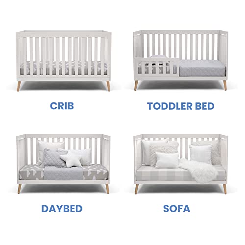 Delta Children Essex 4-in-1 Convertible Baby Crib, Bianca White with Natural Legs