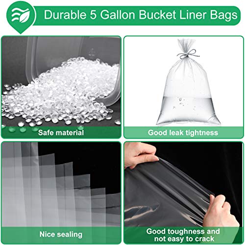 25 Pieces 5 Gallon Bucket Liner Bags Ice Bucket Liner Food Grade Bag Heavy Duty Leak Proof for Home Kitchen Marinating and Brining Food Storage (20 x 24 Inch)