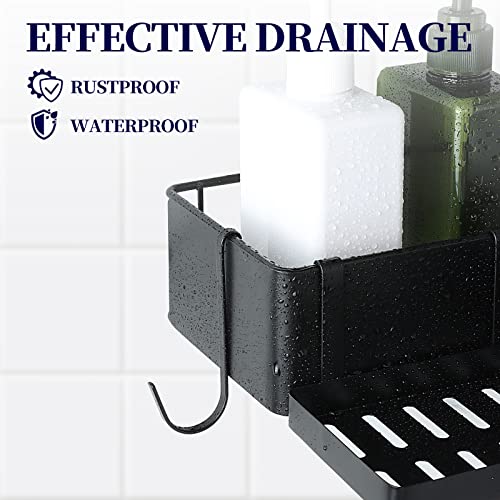 Kitsure Corner Shower Caddy - 2 Pack Rustproof Shower Organizer, Durable Shower Shelves with Large Capacity, Drill-Free Adhesive Shower Rack with 4 Movable Hooks, a Soap Holder