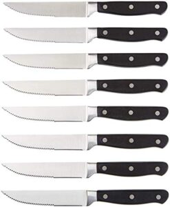 amazon basics 8-piece kitchen steak knife set, black