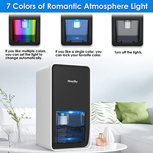 NineSky Dehumidifier, (350 sq.ft) 40 OZ Dehumidifiers for Bathroom, Bedroom, Dehumidifier with Auto Shut Off Function, Two Working Modes and 7 Colors LED Light