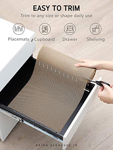 Syntus Drawer and Shelf Liner, 12 Inch x 20 Feet Non-Adhesive Durable Cabinets Liner for Kitchen, Bathroom, Shelves, Desk, Utensil, Brown