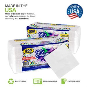 Stock Your Home 12 Inch Disposable Napkins - 1 Ply White Dinner Napkins - Recyclable Paper Napkins for Dinner, Parties, Crafts, Daily Use - 1000 Pack