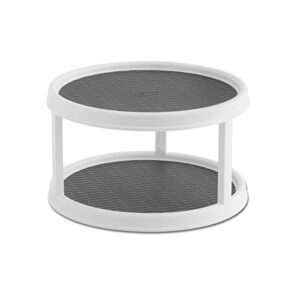 Copco Non-Skid 2 Tier Turntable, 12-Inch, White/Gray & Non-Skid Pantry Cabinet, 9-Inch, White/Gray