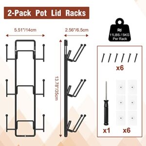 Housolution 2 Pack Pot Lid Organizer for Cabinet Door, No Drilling Adhesive Cabinet Door Pan Lid Organizer Wall Mounted Pot Lid Holder, Pot Lid Storage Organizer Holders for Inside Cabinet, Black