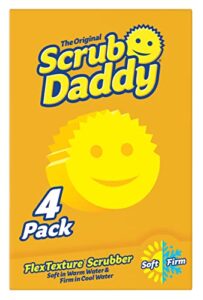 original scrub daddy sponge – scratch free scrubber for dishes and home, odor resistant, soft in warm water, firm in cold, deep cleaning kitchen and bathroom, multi-use, dishwasher safe, 4ct