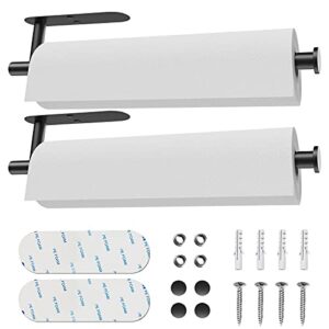 paper towel holder 2 pack, under cabinet paper towel holder wall mount, self adhesive or drilling kitchen towel holder, sus304 stainless steel paper towel holder for kitchen bathroom rv blcak