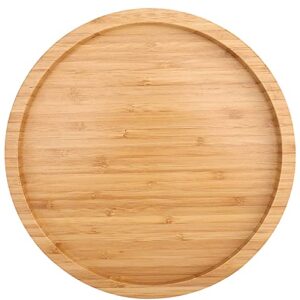 Fasmov 12 Inches Diameter Bamboo Lazy Susan Turntable, Spin Thicken Round Wood Tray Rotating Spice Rack for Kitchen Pantry Countertop Table